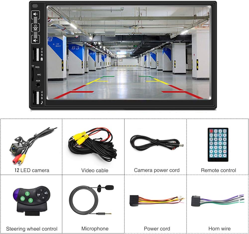 Car Stereo Receivers Rear View Camera & External Microphone Hikity 7 ...