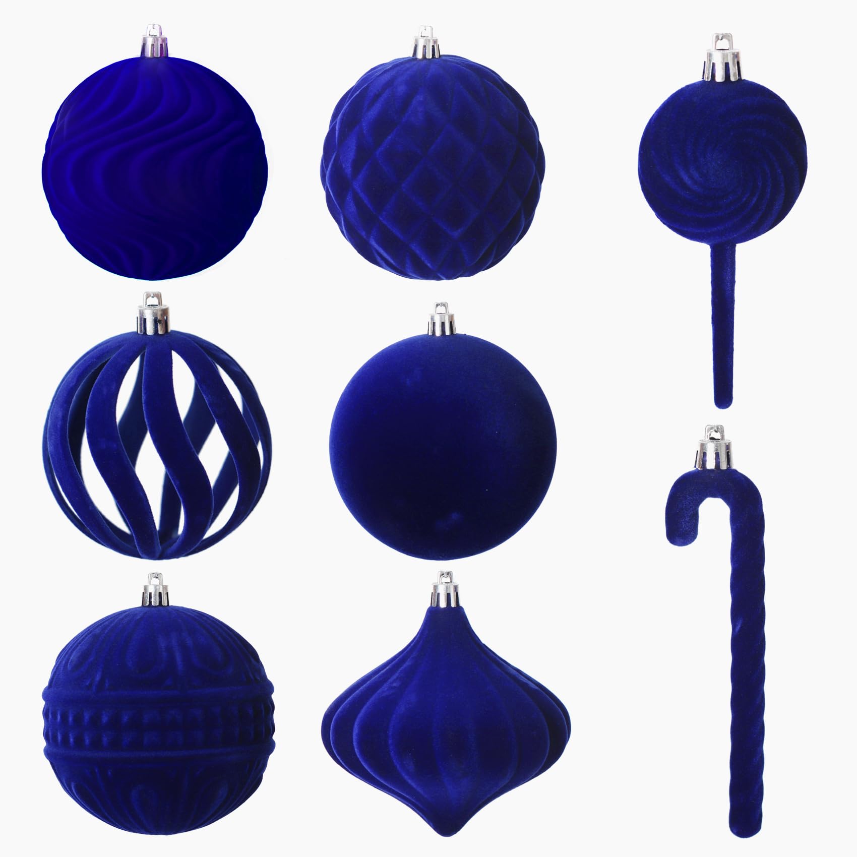 Senjie Blue 63pcs Bulk Velvet Ornaments Balls for Christmas Tree ...
