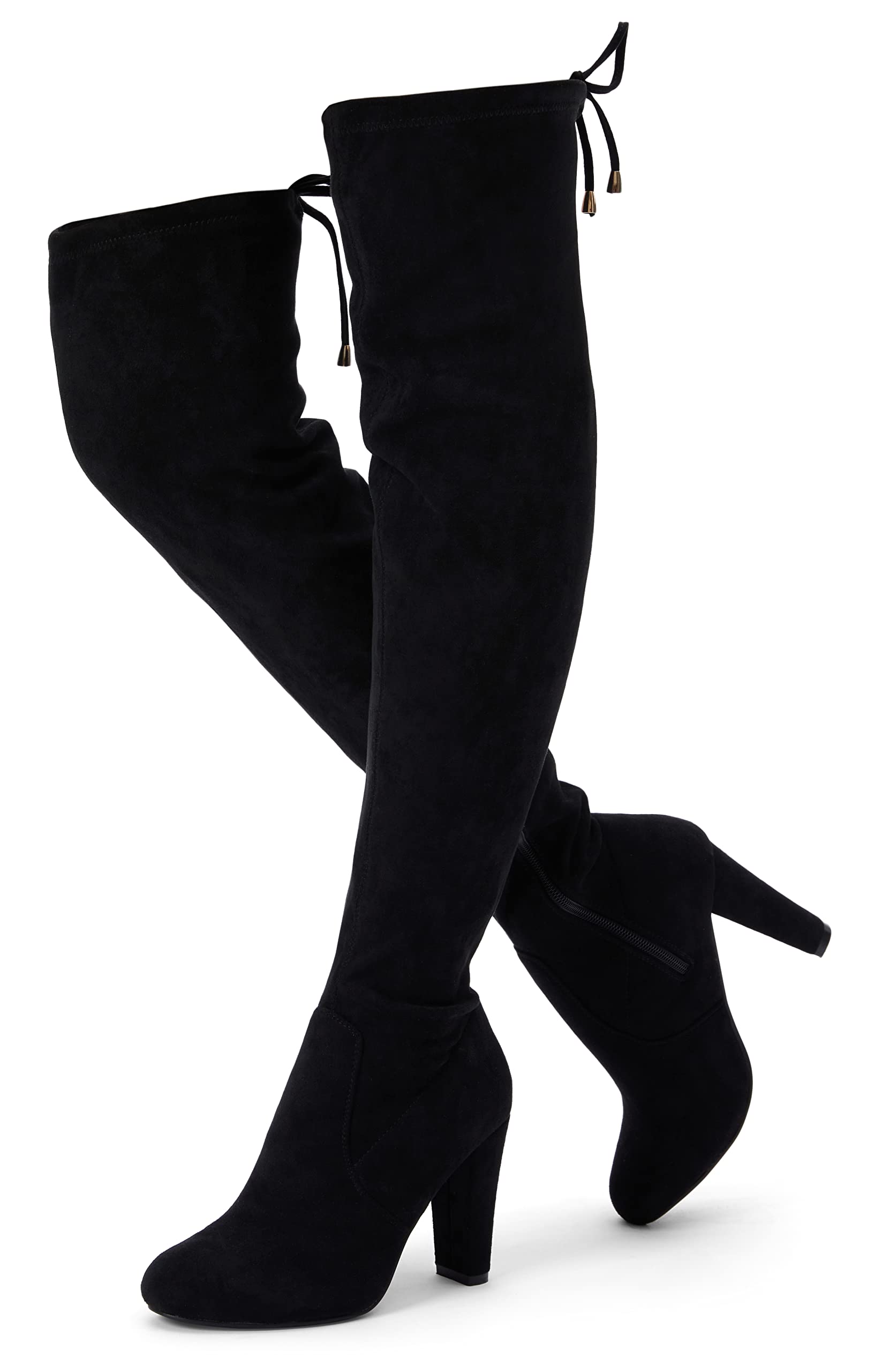 Vepose Women’s Thigh High Over The Knee Boots, Black Suede Fashion Long ...