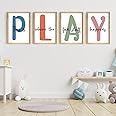 Amazon.com: Set of 4 Framed Kids Playroom Wall Art Prints, 12x16 ...