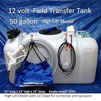 12 volt DEF 50 Gallon Field Transfer Tank with High Lift Pump.: Amazon ...