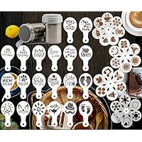 Amazon.com: 45 Coffee Decorating Stencils + 2 Steel Mesh Powder Shaker, Magnoloran Foam Latte ...
