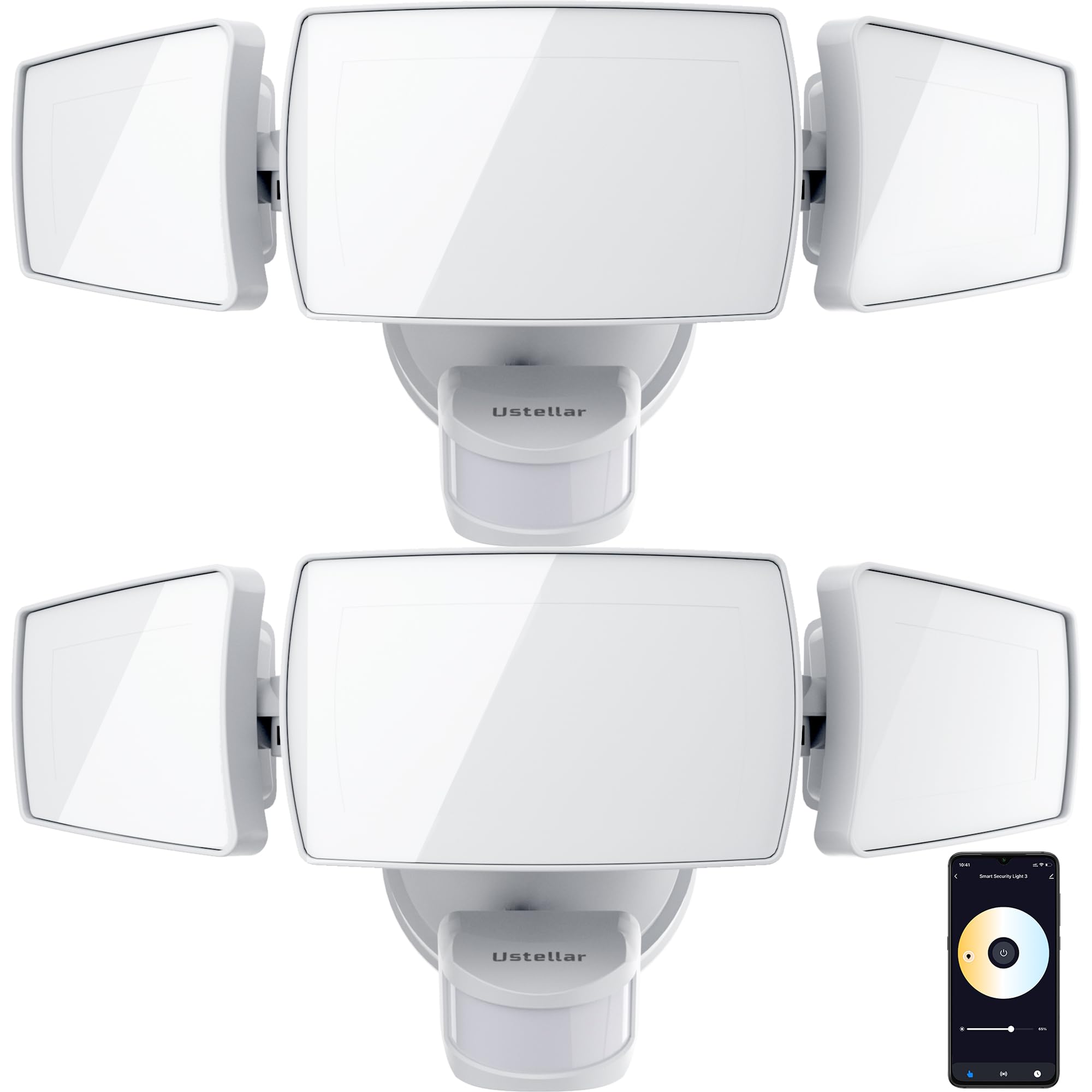 USTELLAR 2 Pack 50W Smart Outdoor LED Security Light Tunable White ...
