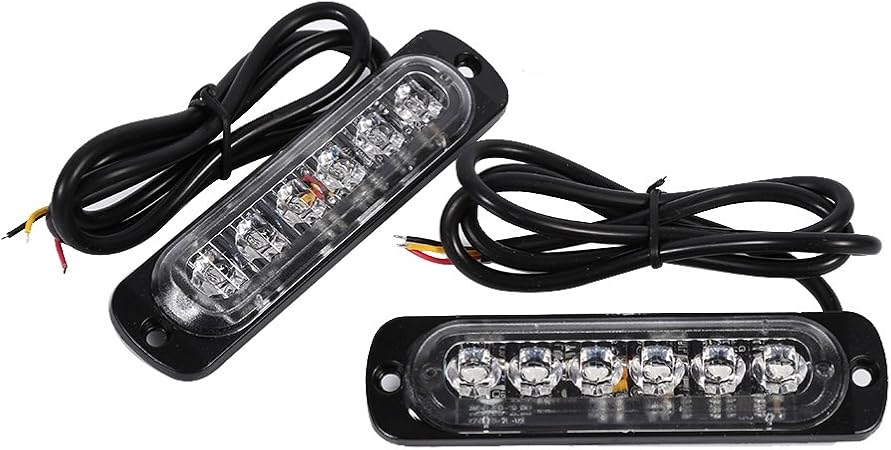 VGEBY 2pcs 12/24V 6 LED Feu Stroboscopique Lampe Feux Clignotant Pour ...