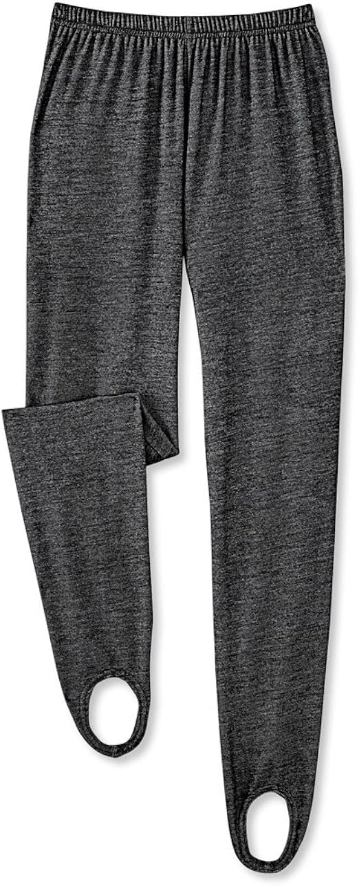 Women's Knit Denim Stirrup Pants, Black, Medium - Made in The USA at ...