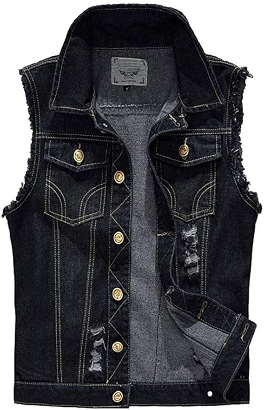 Men's Nener`S Retro Ripped Vest Unique Spring Jeans Autumn Denim ...