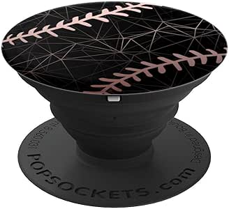 Amazon.com: Golden Rose pink Geometric Baseball On Black PopSockets ...