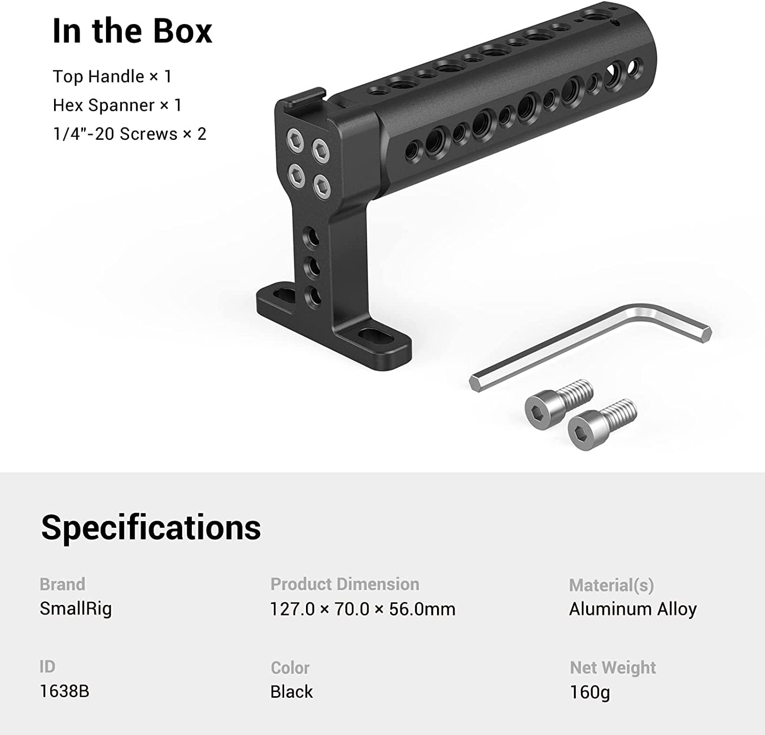 SmallRig Camera Top Handle Grip, DSLR Cage Handle With Cold Shoe Mount ...