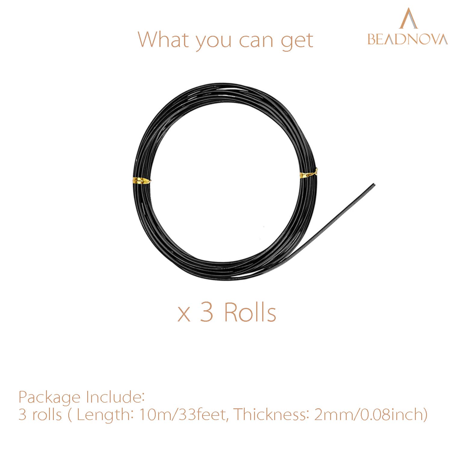 BEADNOVA Plant Training Wire 98 Feet Black Bonsai Tree Wire Aluminium ...