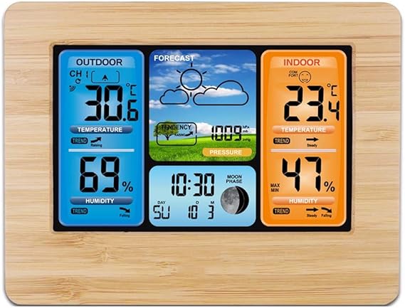 Amazon.com: Aiaban Colorful Digital Weather Station Weather Forecast ...