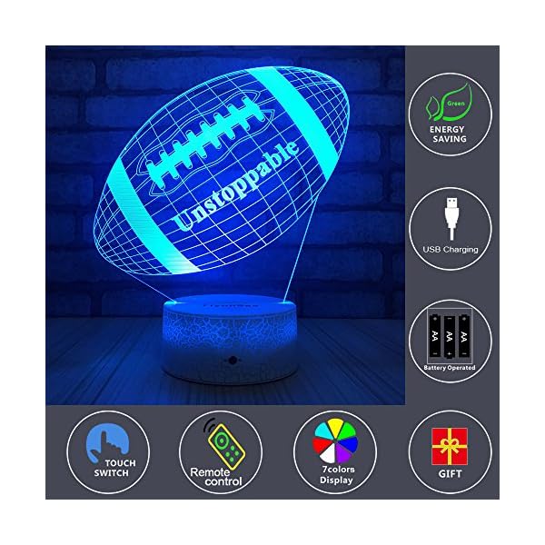 FlyonSea Football lamp, Rugby Ball Bedside Lamp 7 Colors Change ...