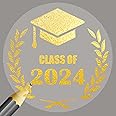Amazon.com : 120 x Graduation Stickers 2024, Transparent Gold Foil ...