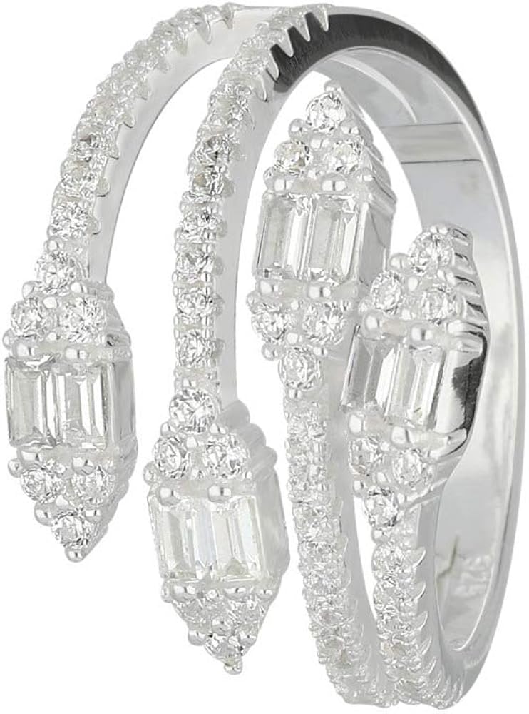 Treuheld | 925 Sterling Silber Ring mit Spitzen und KRISTALLEN ...