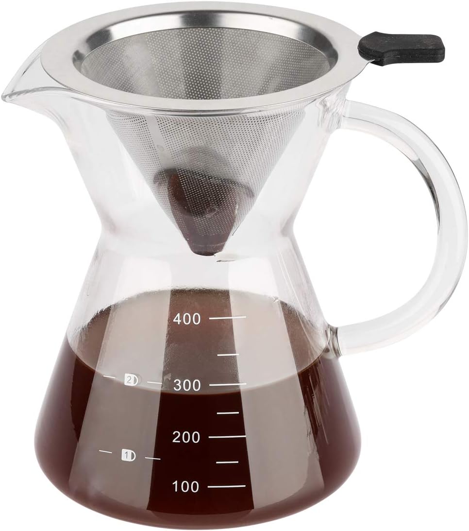 ComSaf Pour Over Kaffeebereiter, 400 ml Manuell Kaffeezubereiter aus ...