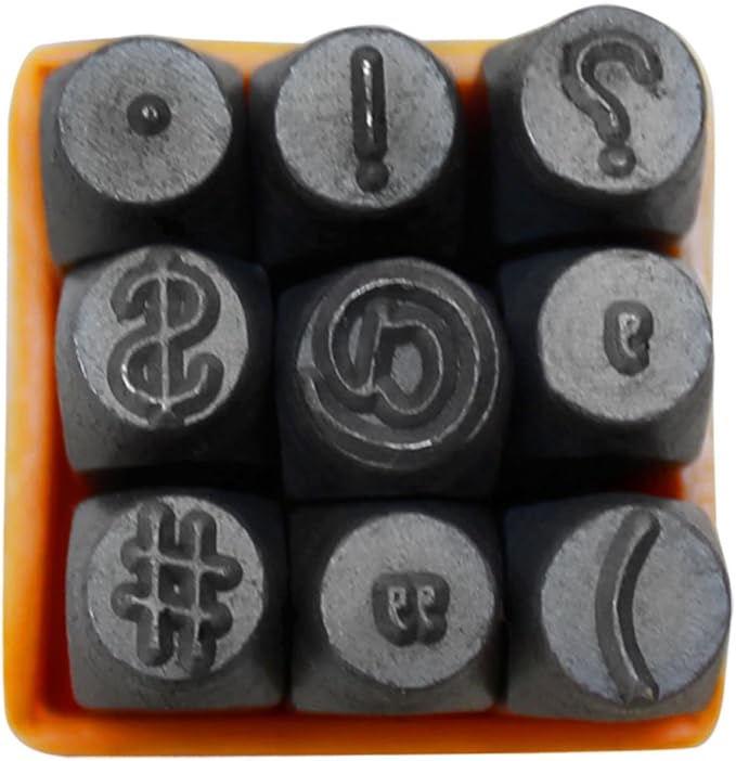 Amazon.com: 9 PC 1/4" 6mm Metal Steel Punch Punctuation Symbols Stamp ...
