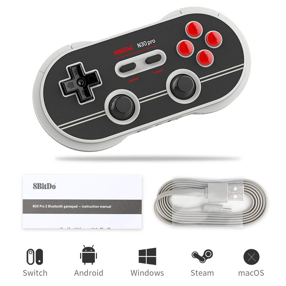 8Bitdo Mando Bluetooth PC, N30 Pro 2 Retro Gamepad USB para PC Android ...