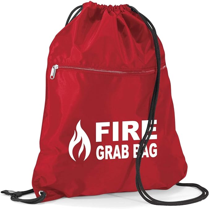 School Evacuation Fire Grab Bag with Flame Logo Graphic - Printed Red ...