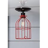 Red Cage Light - Ceiling Mount Industrial Lighting - White - - Amazon.com