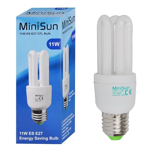2 x Energy Saving 11W E27 ES CFL Light Bulbs, Edison Screw, 2700K Warm ...