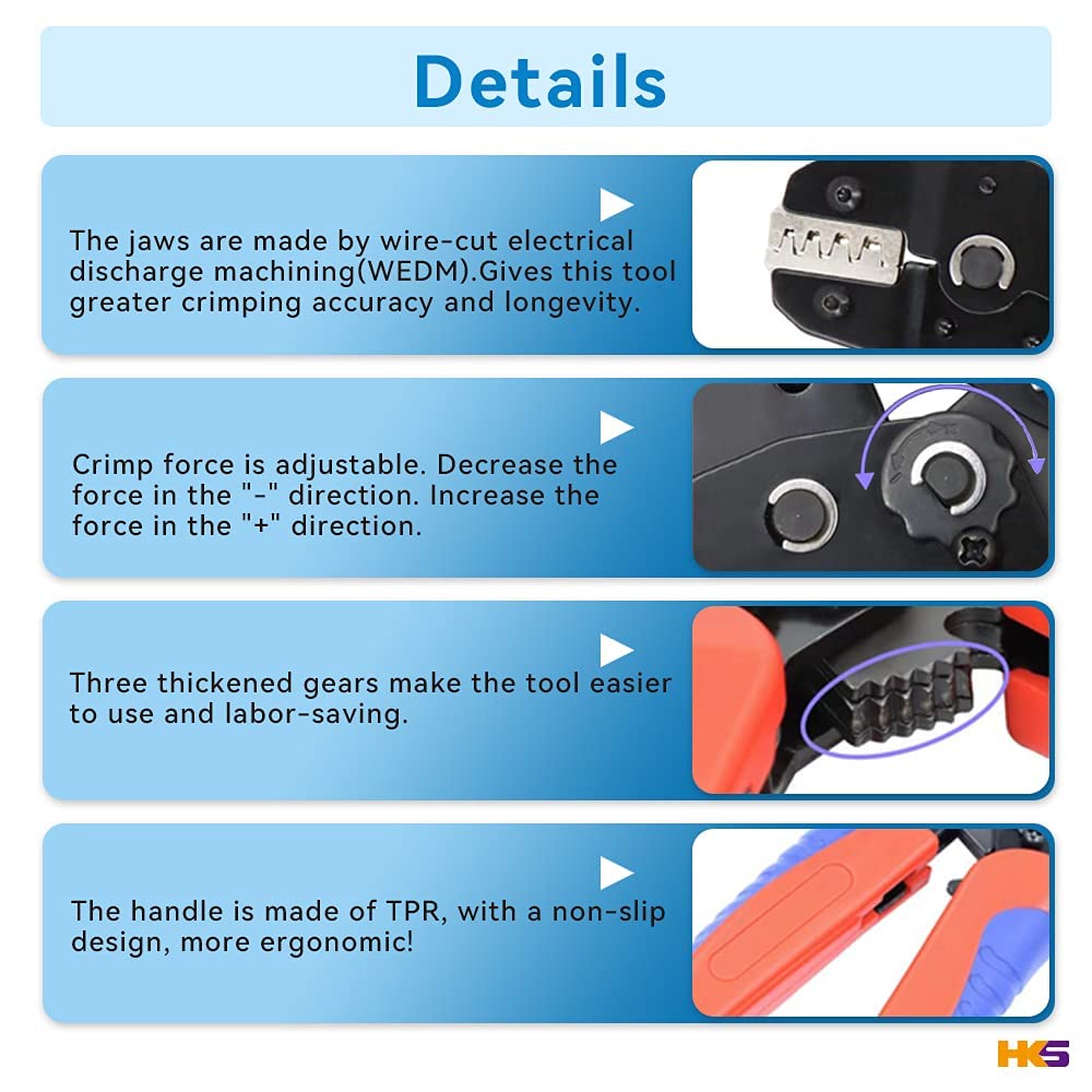 Mua HKS Ratcheting Crimping Tool Set 12 PCS with Wire Stripper & Changeable Jaws for Dupont JST ...