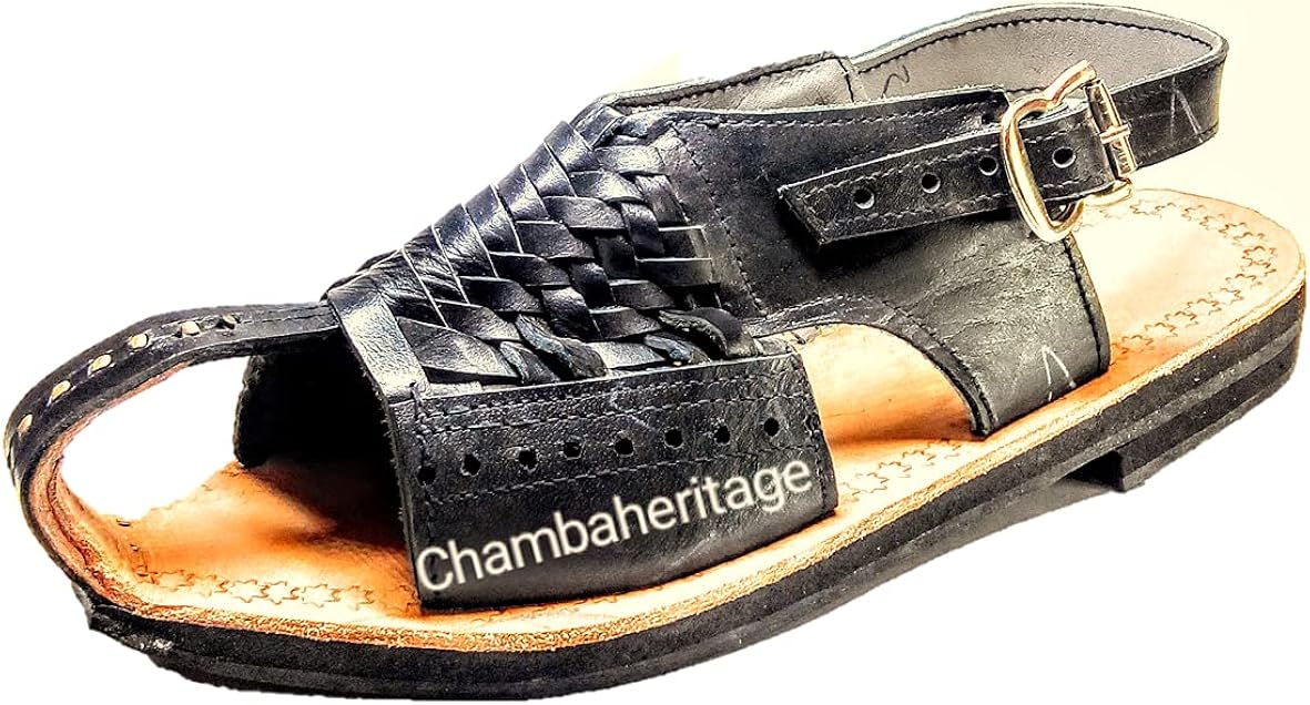 Chamba Chappal Genuine Leather Slipper/Sandal/Jutti 020 Black: Buy ...