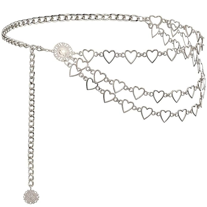 Suyi Heart Chain Belts for Women Gold Waist Chain Belt Multilayer Belly ...