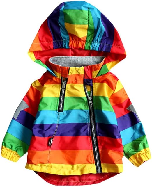 Baby Boys Girls Rainbow Coat Hooded Sun Water Proof Children's ...