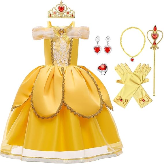 MYRISAM Filles Princesse Belle Robe de Carnaval Hors Épaule Costume de ...