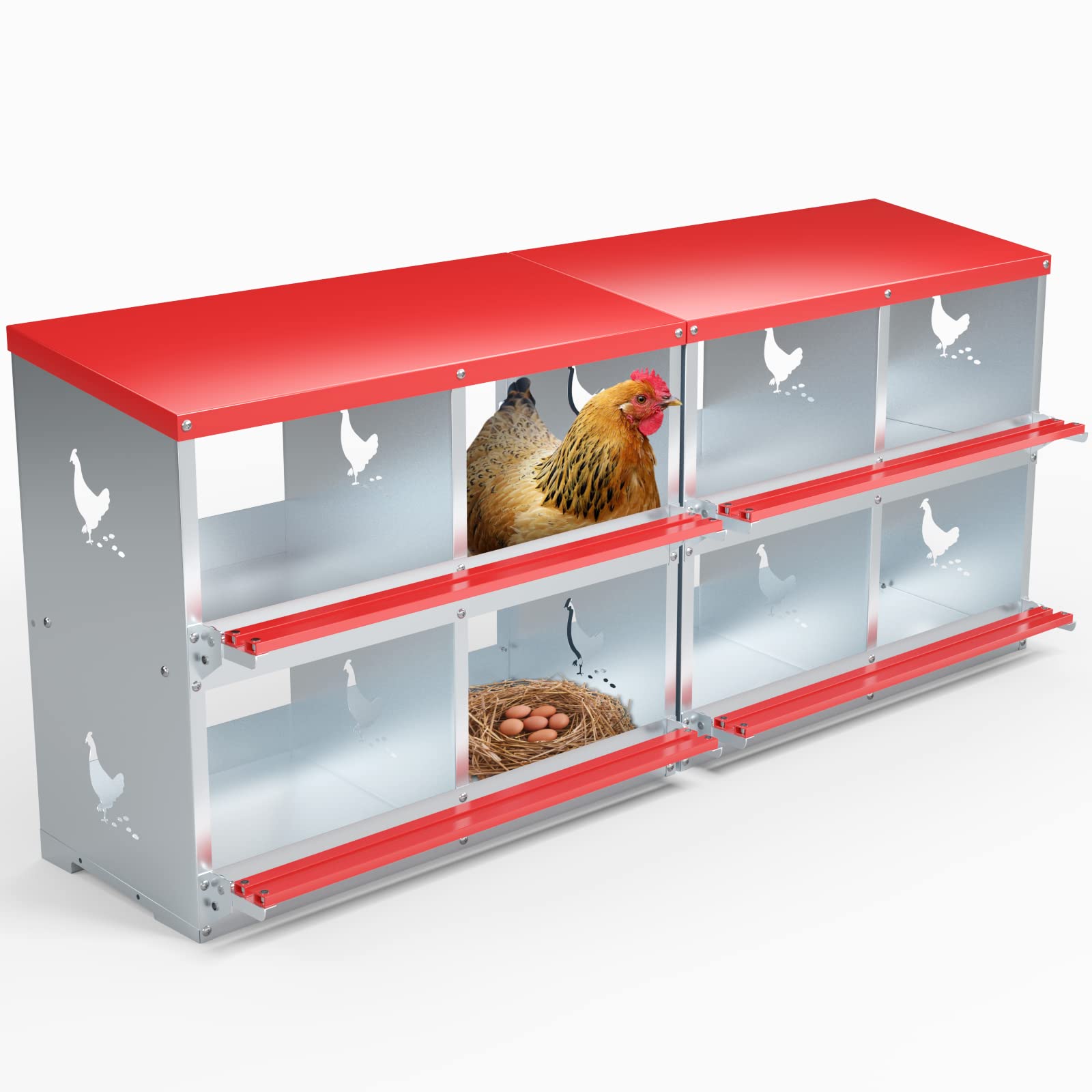 Chicken Nesting Boxes - 8 Compartment Metal Poultry Nest Box Wall Mount ...