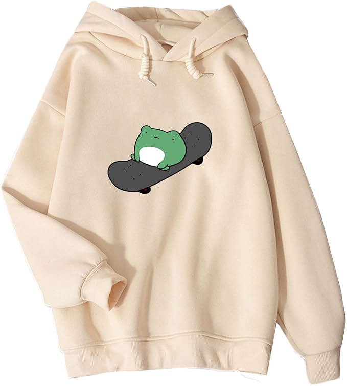 Sudadera con capucha para mujer con diseño de rana, manga larga ...