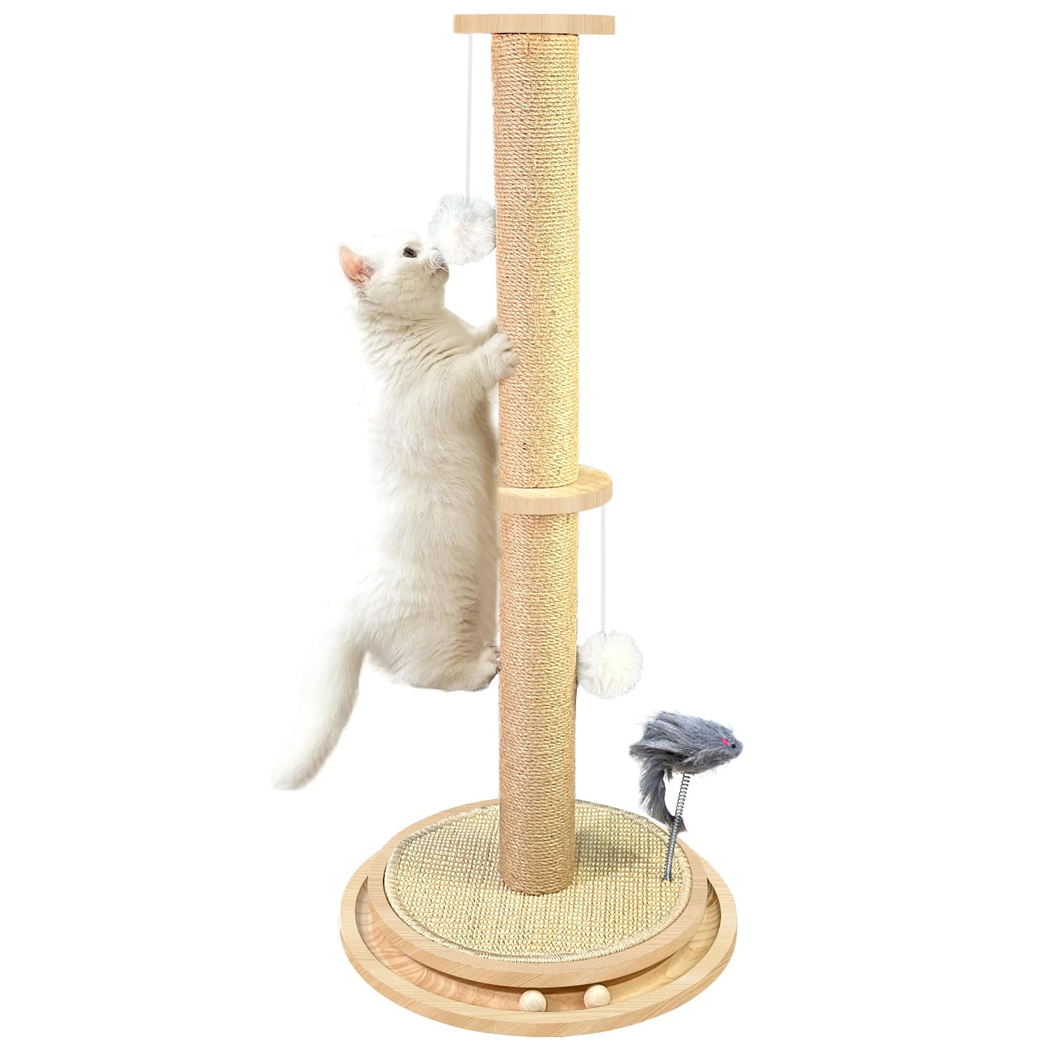 Cat Scratching Post Sisal Scratch Posts with Solid Wood Tracking ...