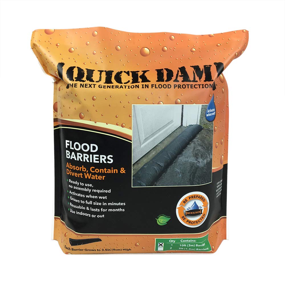 Quick Dam QD610-1 Water-Activated Flood Barrier-1 Pack, 10-ft, Black