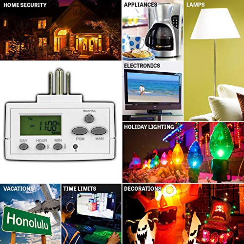 TOPGREENER Heavy Duty 7 Day Programmable Plug-In Digital Timer for ...