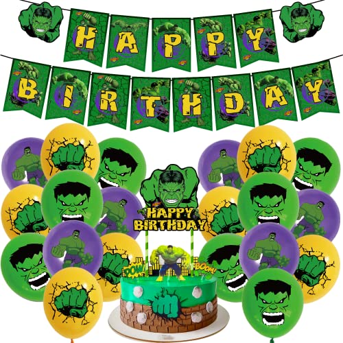 Hulk Birthday Decorations, Hulk Party Supplies with a Happy Birthday ...