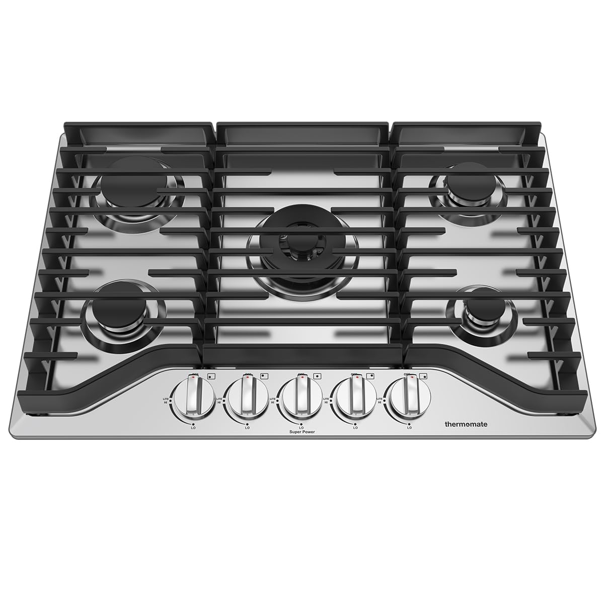 thermomate 30 Inch Gas Cooktop with 5 Italy Sabaf Power Burners, Built ...