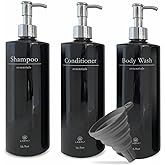 Amazon.com: Ladali Shampoo and Conditioner Dispenser,16.9oz, Set of 3 Luxury Refillable Bottles ...
