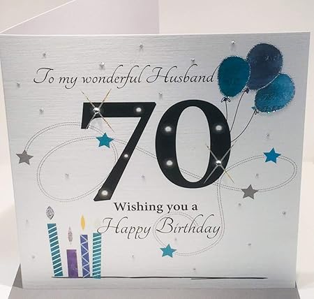 Large Happy 70th Birthday Card for Husband - 8.25 x 8.25 Inches: Amazon.co.uk: Office Products