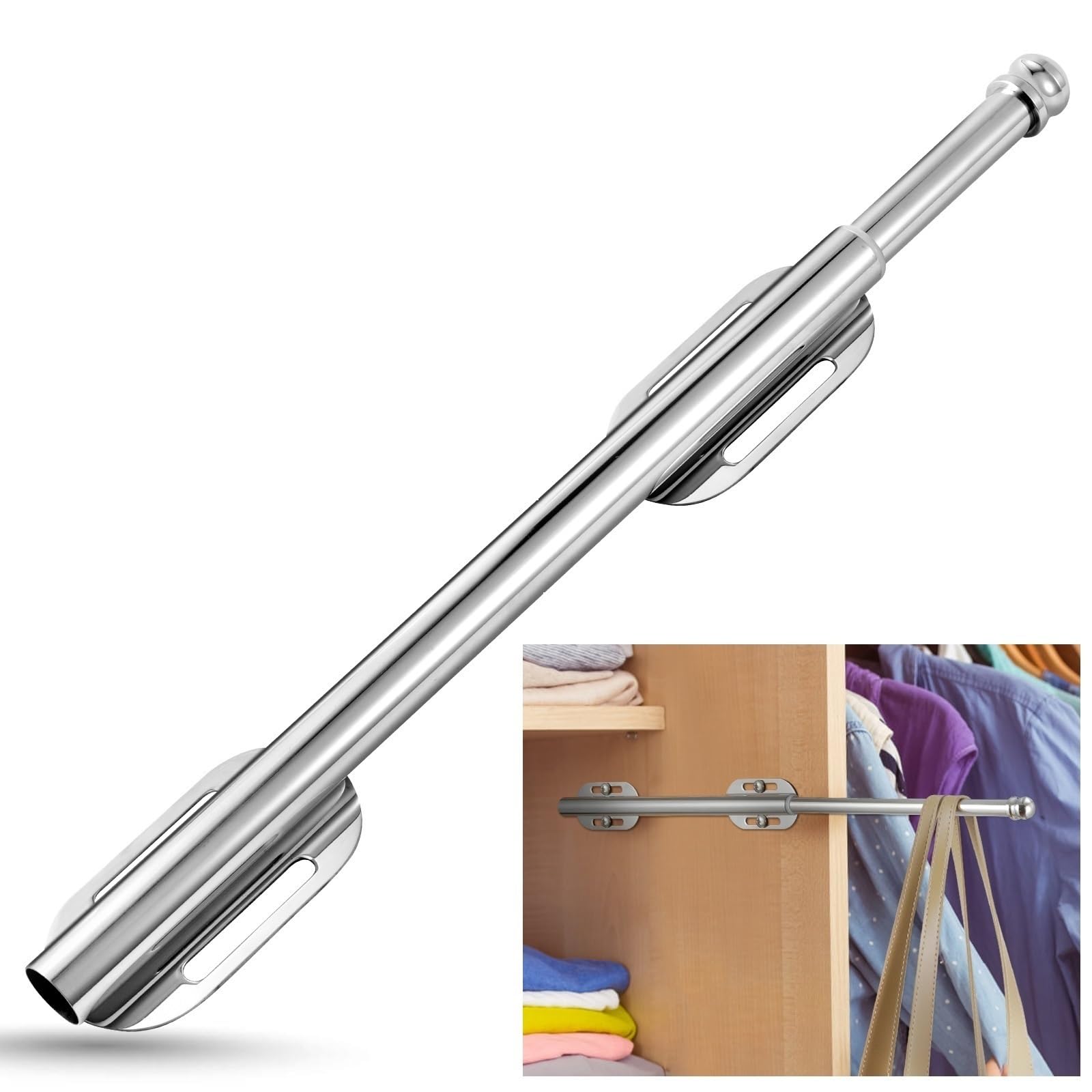 Creatyi 12.6" Stainless Steel Valet Rod Pull Out Valet Rod for Closet ...