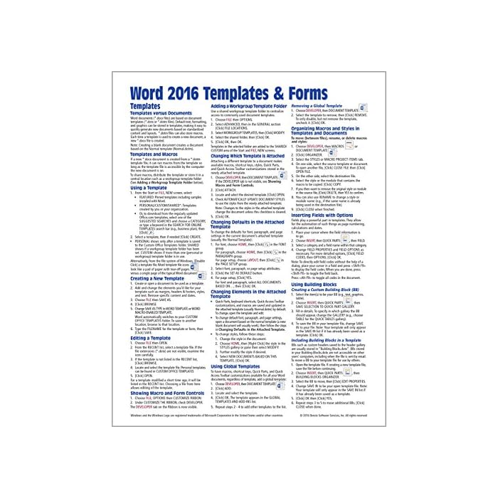 Buy Microsoft Word 2016 Templates & Forms Quick Reference Guide ...