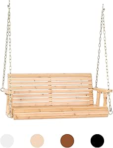 Amazon.com: VINGLI Heavy Duty 880 LBS Patio Wooden Porch Swing, Upgraded Outdoor Swing Chair ...