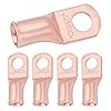 SELTERM 5pcs 1/0 AWG 3/8" Stud Copper Wire Lugs, Battery Lugs, Ring Terminals, Battery Cable ...