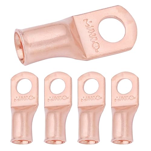 SELTERM 5pcs 1/0 AWG 3/8" Stud Copper Wire Lugs, Battery Lugs, Ring Terminals, Battery Cable ...