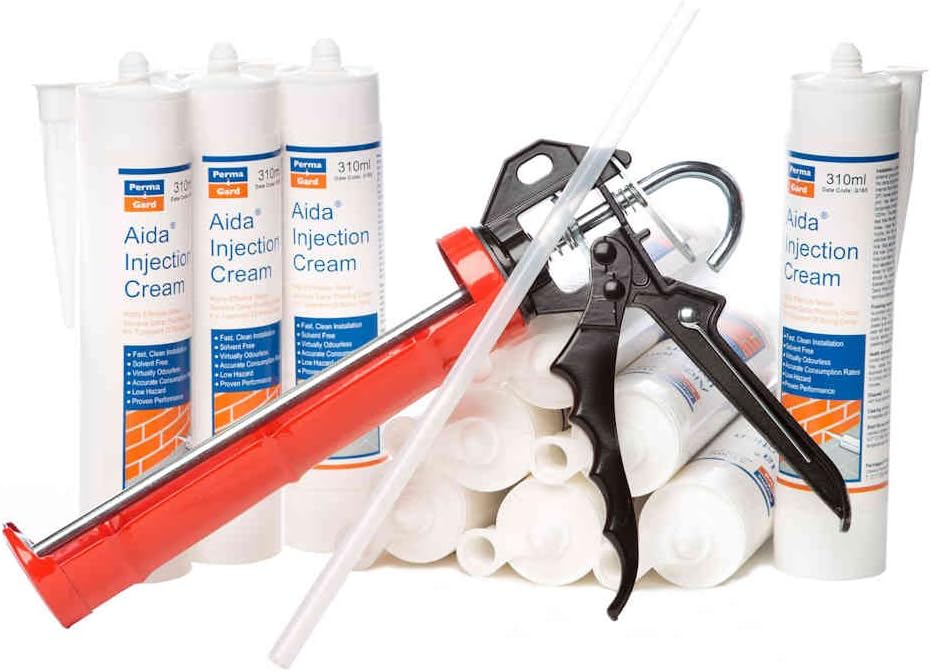 Aida DPC Damp Proof Injection Cream Kit - 10 x 310ml (Includes Gun and ...