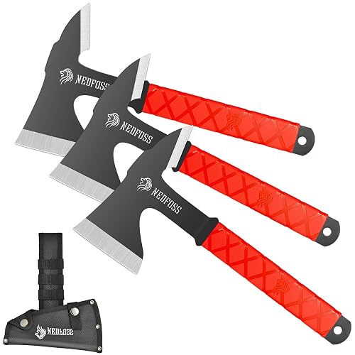 NedFoss Throwing Axes and Tomahawks, Throwing Axe Pack of 3, 11.1" Full ...