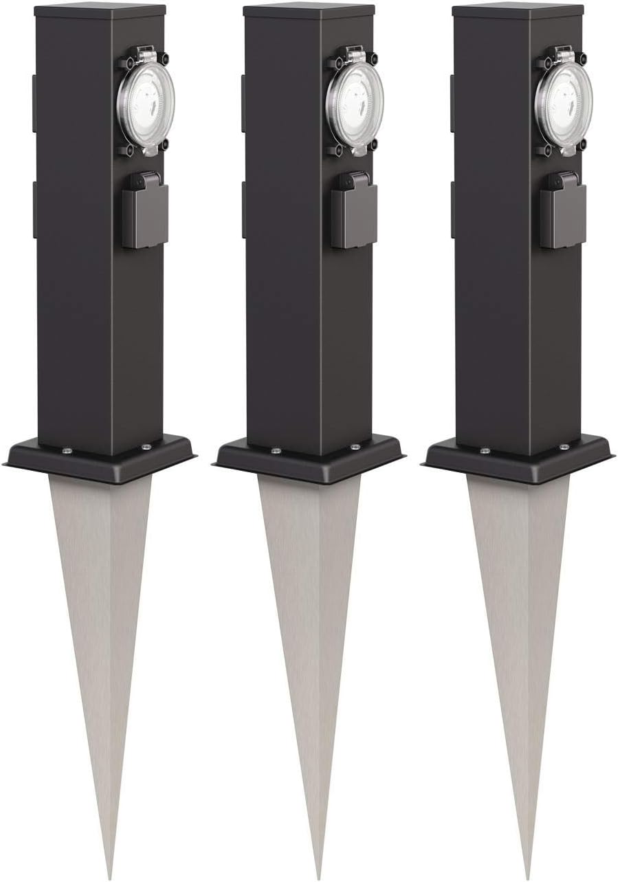 ledscom Garden Power Socket Column Polly with Ground Spike for Outdoor ...