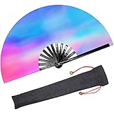 Amazon.com: Leehome Large Rave Folding Hand Fan for Women/Men,Chinese/Japanese with Bamboo and ...
