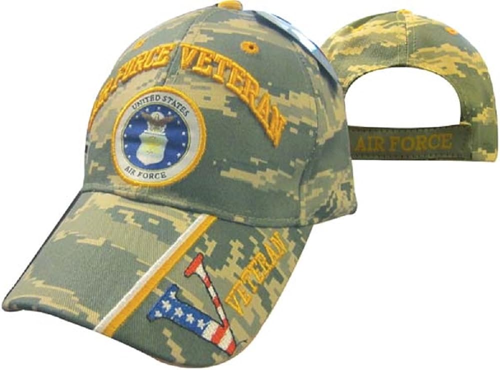 U.S. Air Force Veteran V Camouflage Camo Digital Embroidered Cap Hat ...