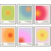 Amazon.com: Simsau Angel Number Poster Set, Colorful Gradient Aura ...