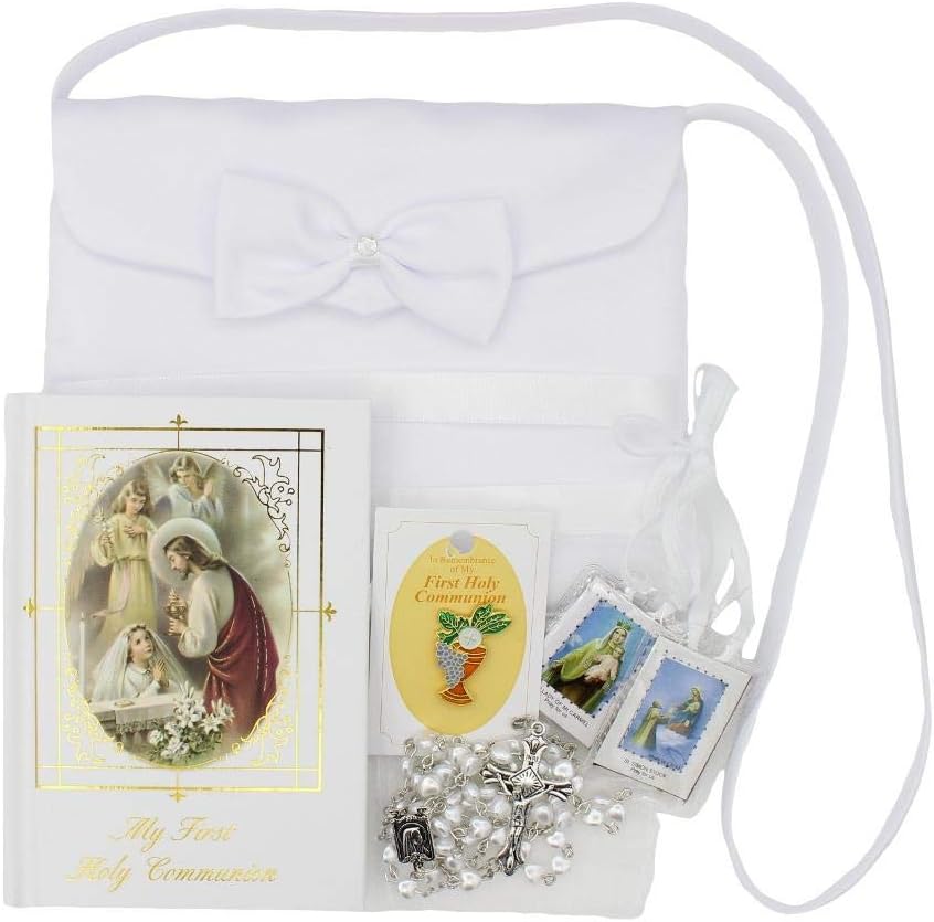 Amazon.com: Christian Living Girl First Communion Purse Missal Rosary ...