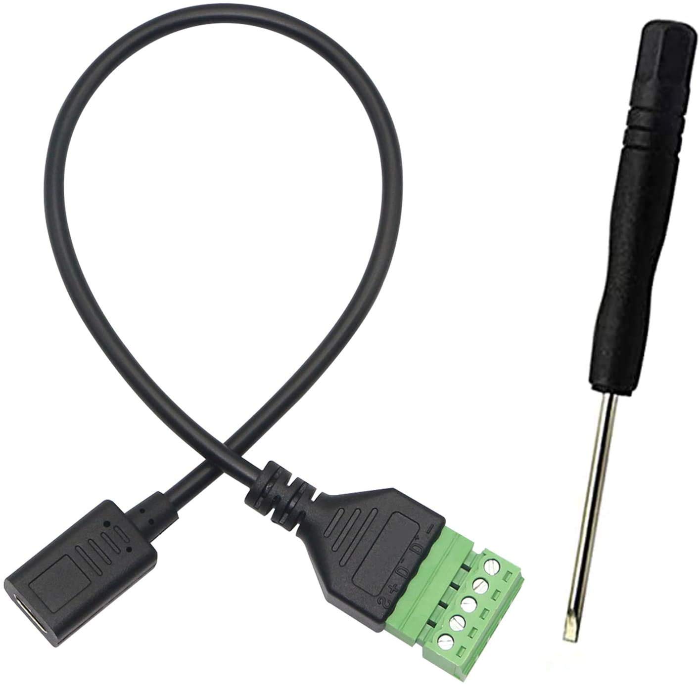 XMSJSIY USB C Terminal Block Connector, USB Type-c Male to 5 Pin Screw ...